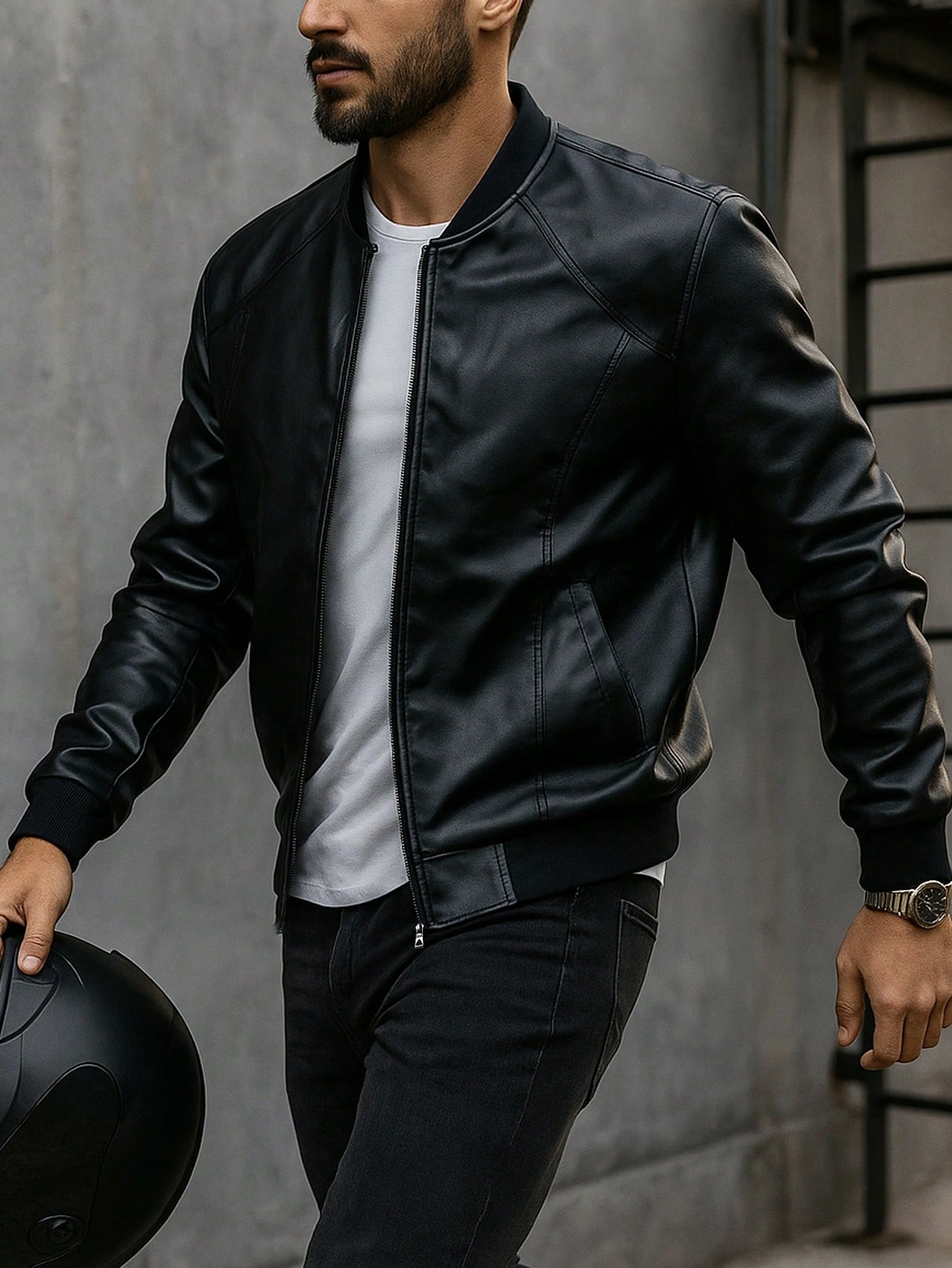 Men'S Faux Leather Jacket,Valentine's Day Gift,Bomber Jacket Men, – GalWear